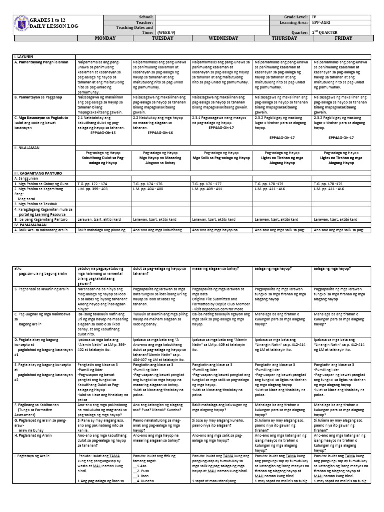 DLL - Epp 4 - Q2 - W9 | PDF