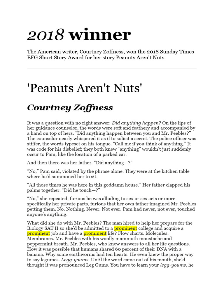 CORTNEY ZOFFNESS - Peanuts Aren't Nuts' | PDF