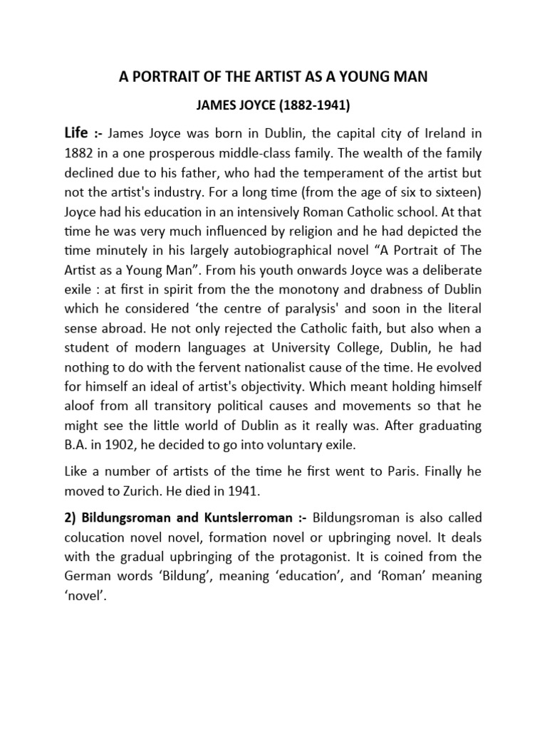 Portrait of A Artist As A Young Man | PDF