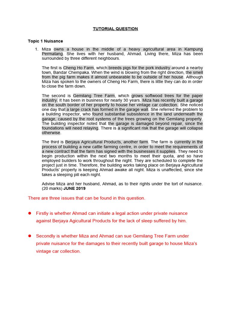 Nuisance Law: Miza & Ahmad's Rights | PDF