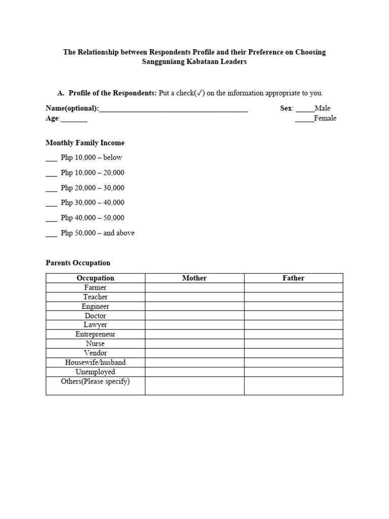 Draft Sample Questionnaire | PDF