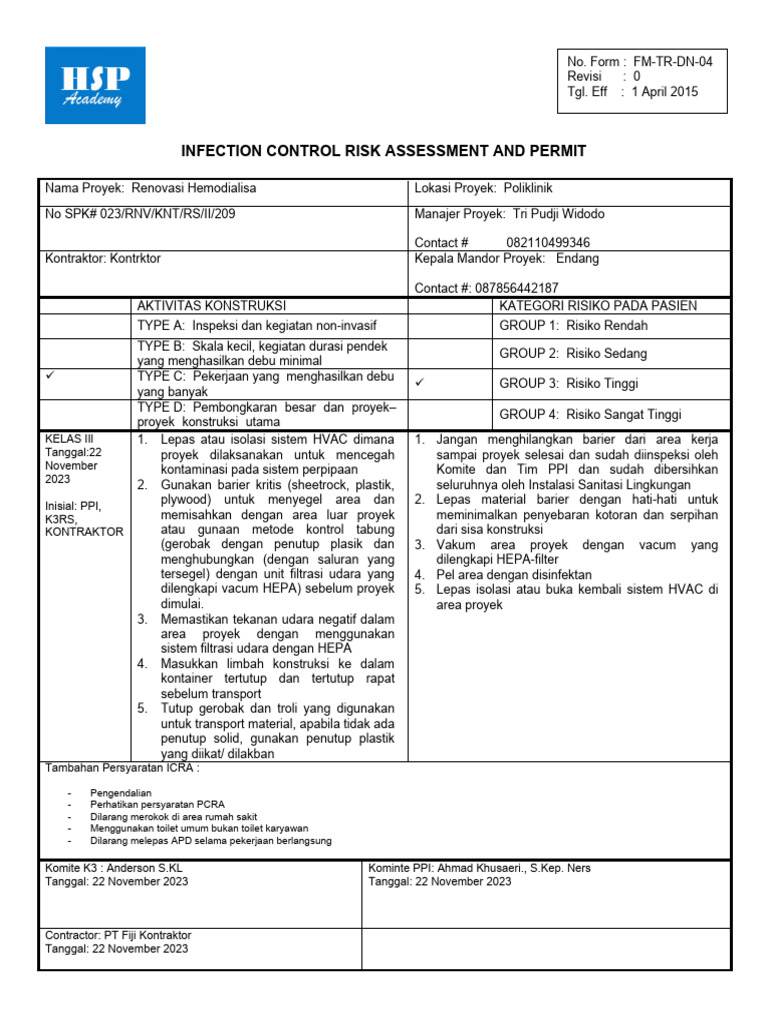 Form 17. ICRA Permit Form Indri Putri Pratiwi | PDF