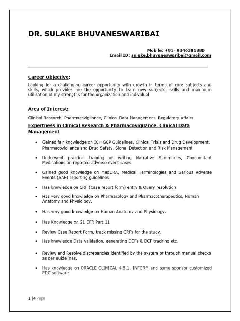 DR - Sulake's Resume | PDF | Pharmacovigilance | Health Sciences