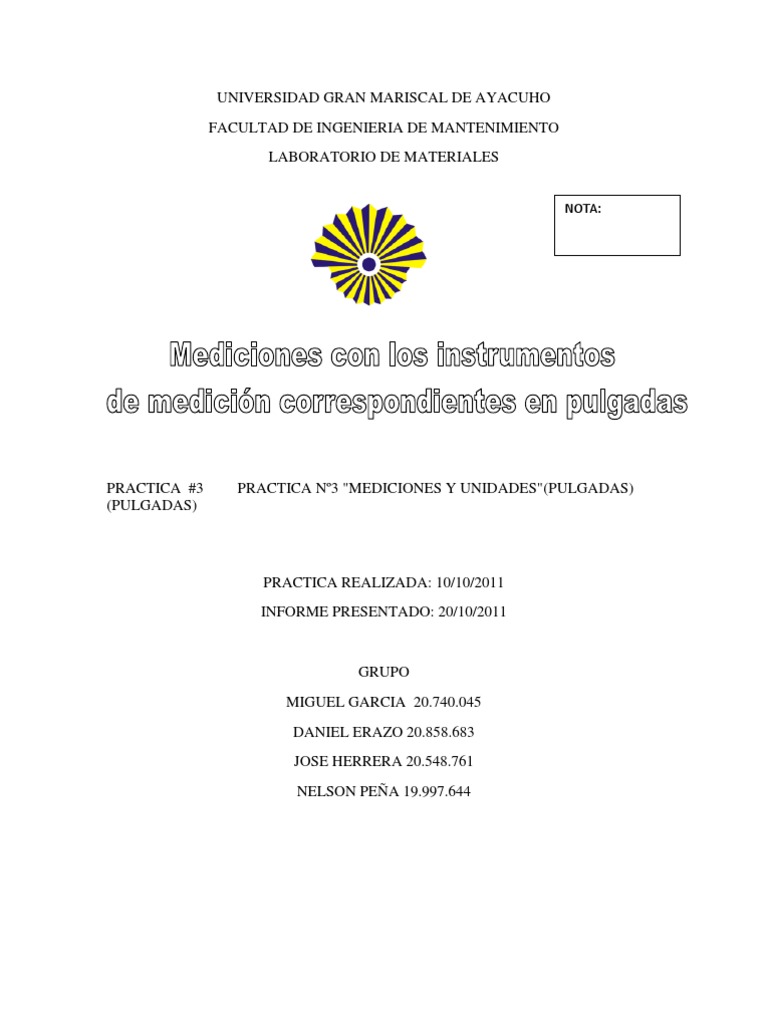 Practica #3 Mediciones en Pulgadas PDF | PDF | Herramientas | Pulgada