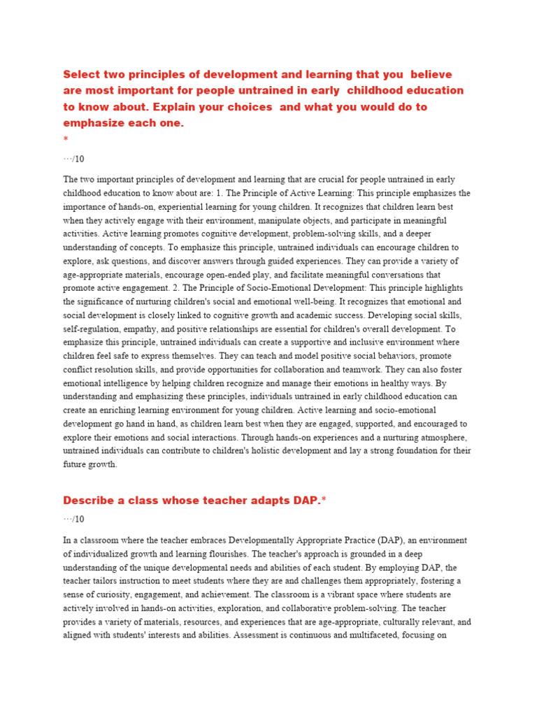 Select Two Principles of Development and Learning That You | PDF