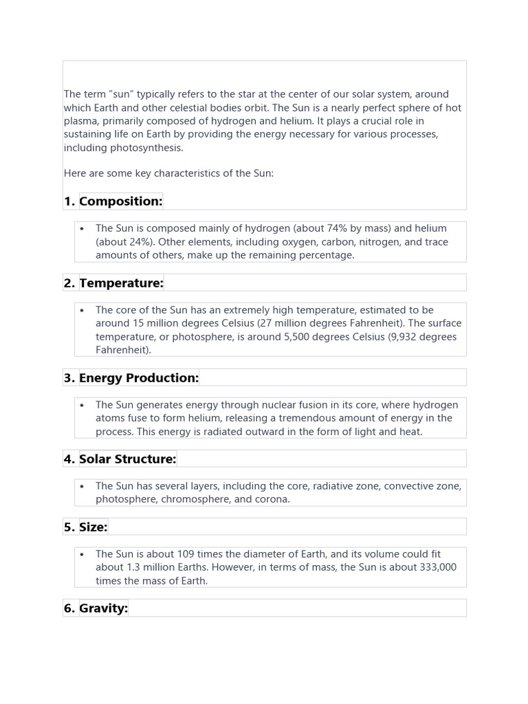 What Is The Sun | PDF