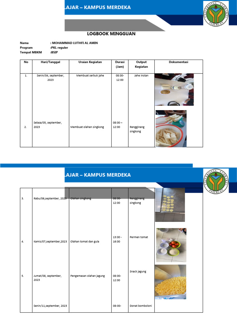 Logbook Kegiatan | PDF