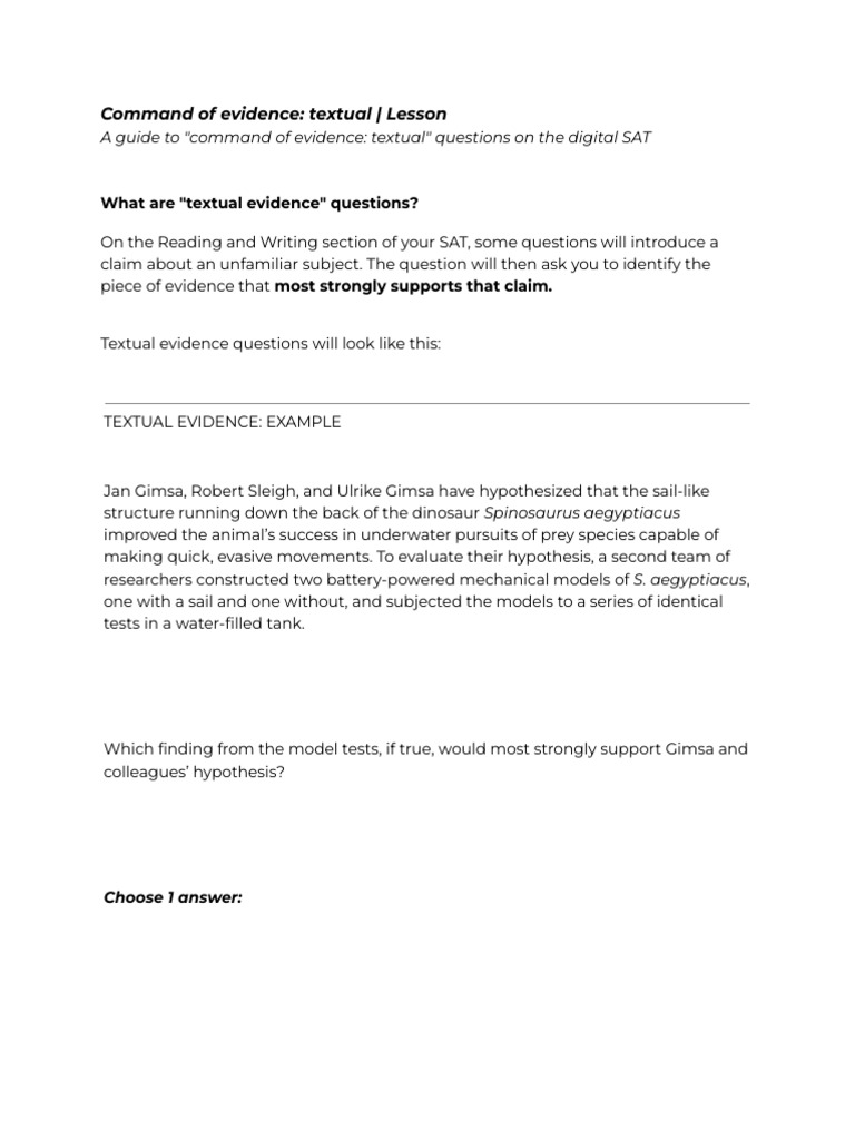 Command of Evidence | PDF