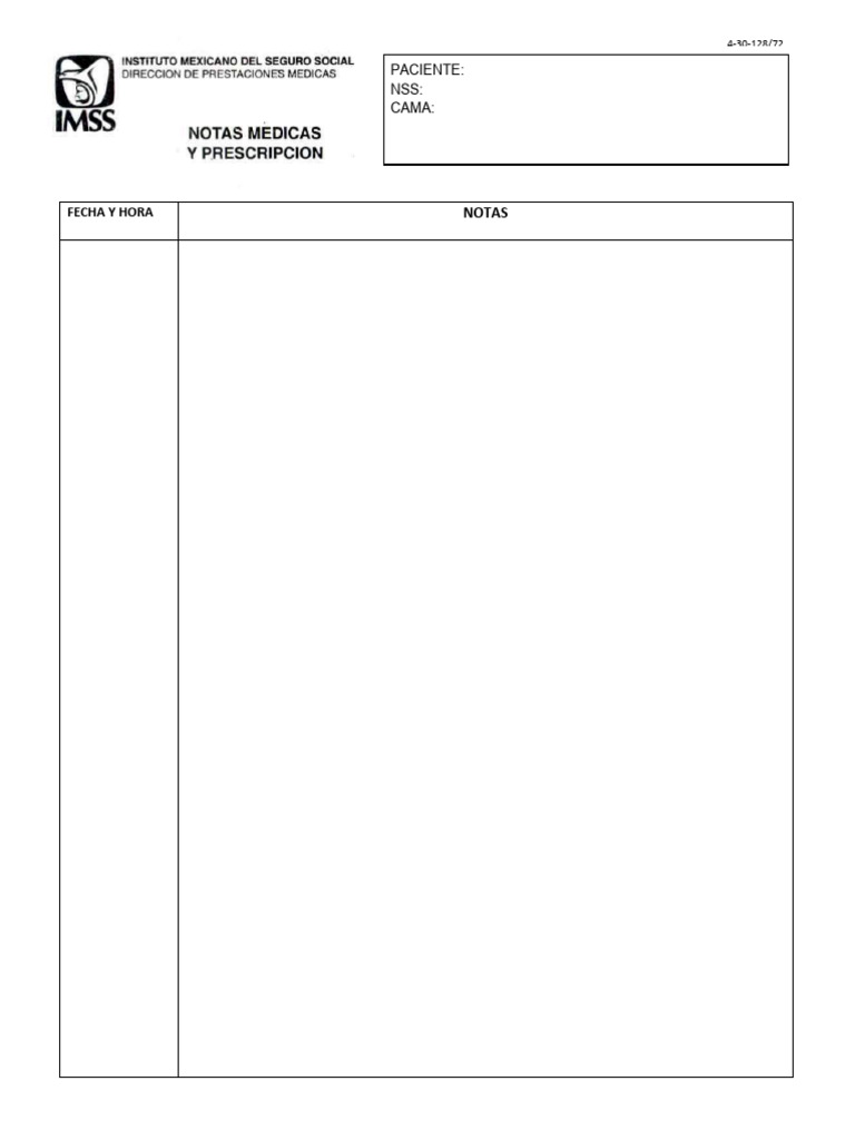Nota Médica Imss | PDF