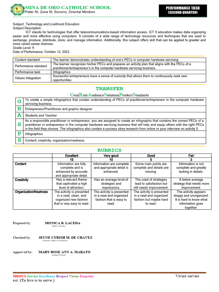 Performance Task ICT9 | PDF
