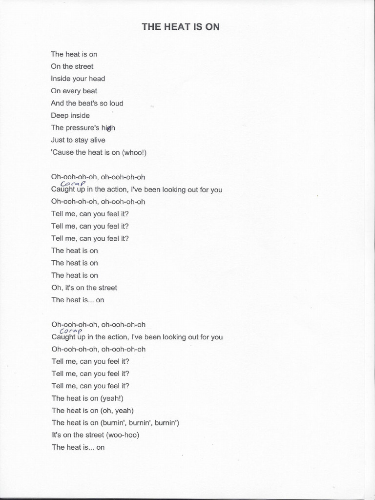 Letra The Heat is on | PDF