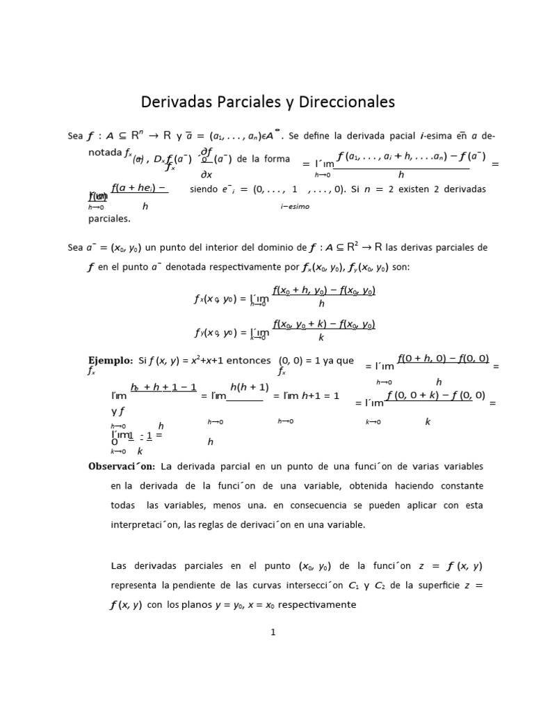 Derivadas Parciales y Direccionales | PDF