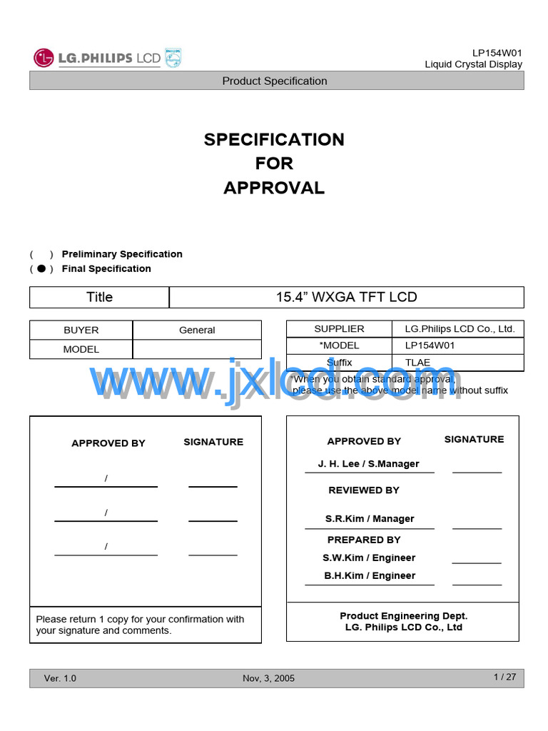 LP154W01 Tlae | PDF