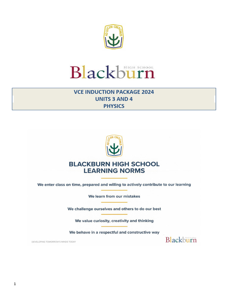 2024 Physics Vce Induction Package | PDF | Force | Light