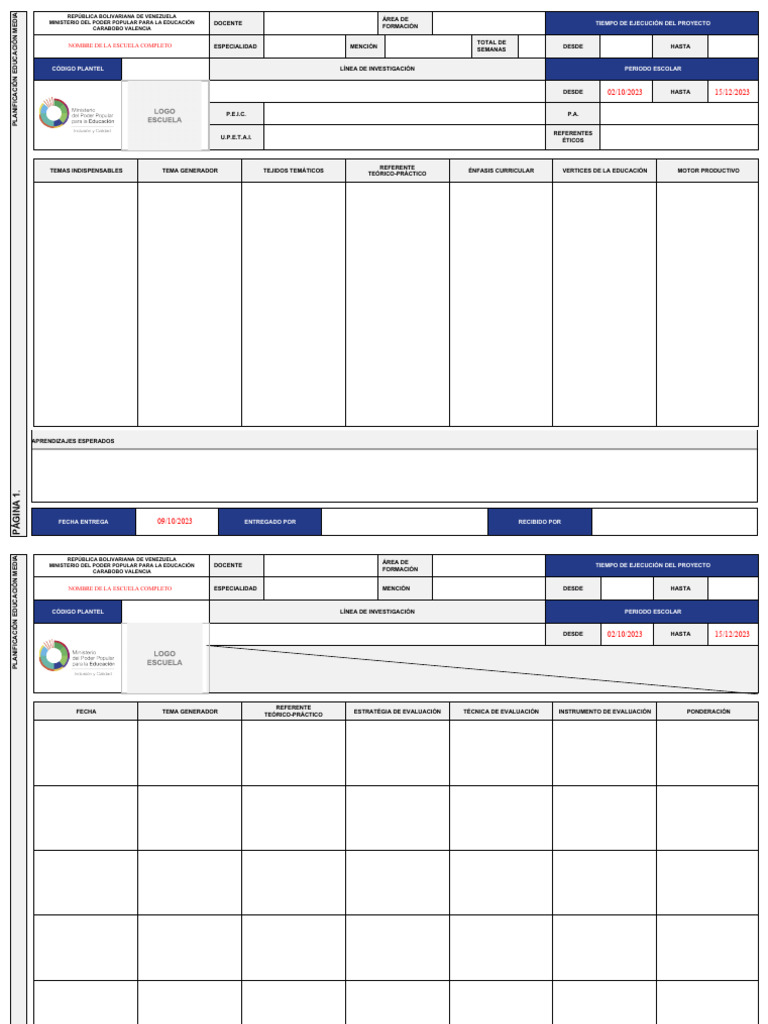 Formato de Planificacion Median General 20230 | PDF | Evaluación | Aprendizaje