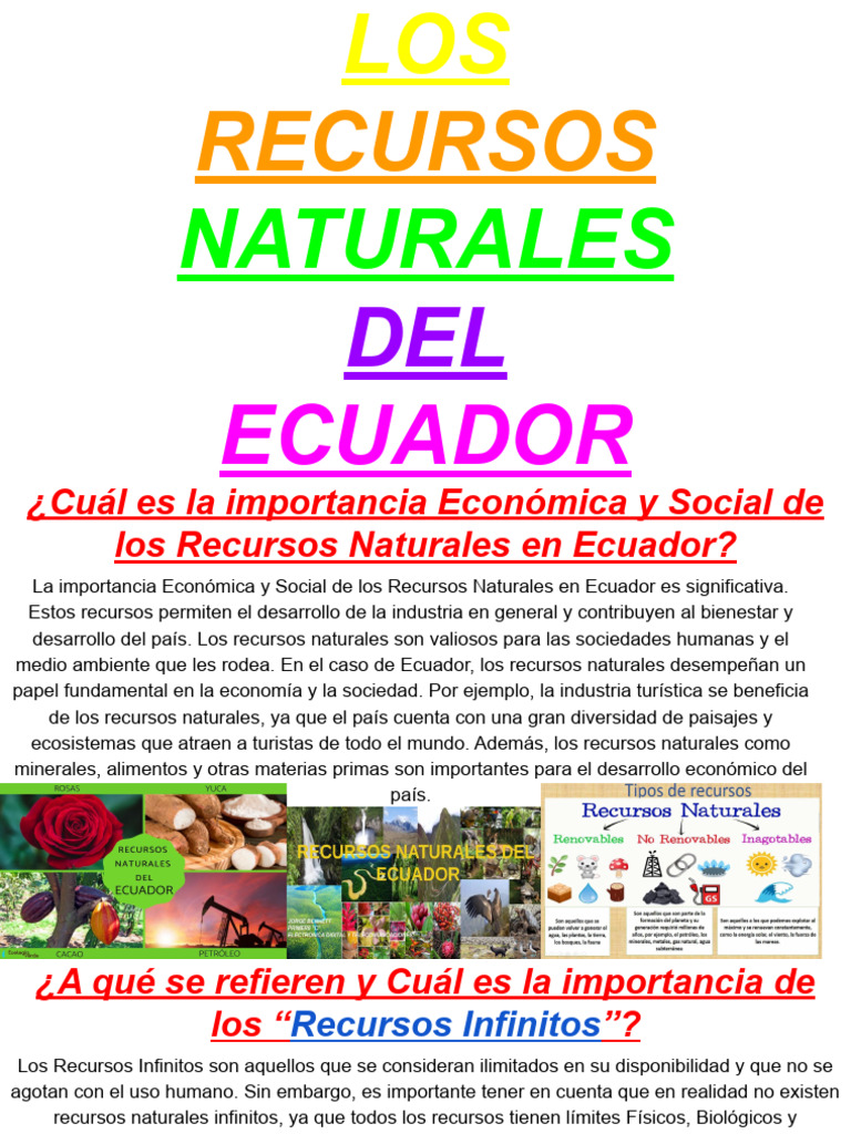 Estudios Sociales Los Recursos Naturales Del Ecuador | PDF