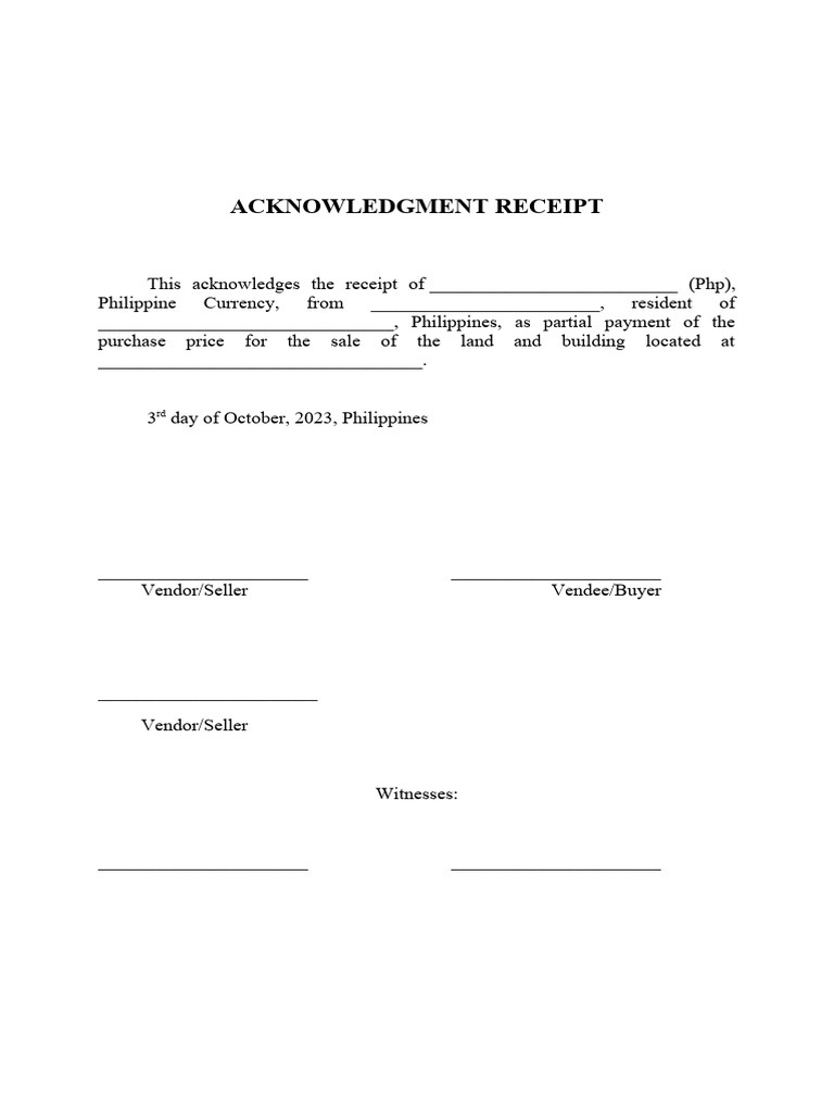 Acknowledgment Receipt | PDF
