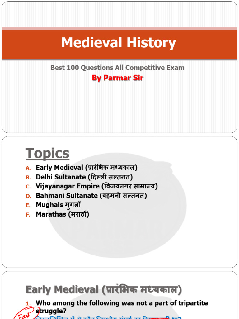 Medieval - History One Shot PARMAR SSC | PDF