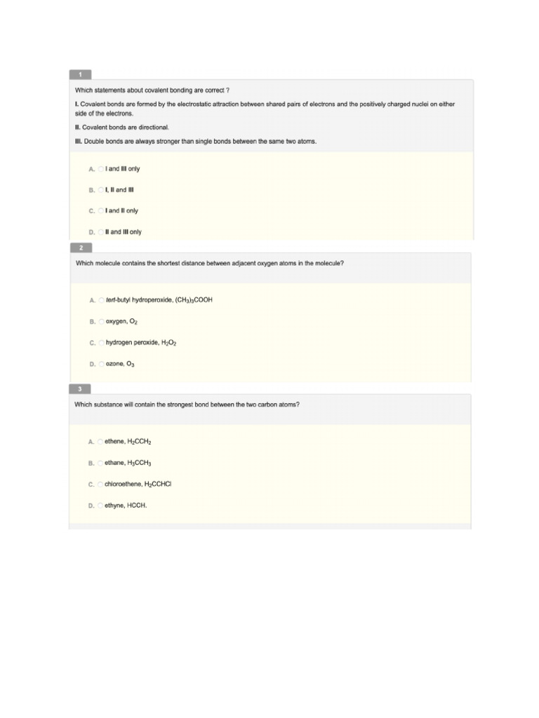 Covalent Bond IB - Worksheet 17 Nov | PDF