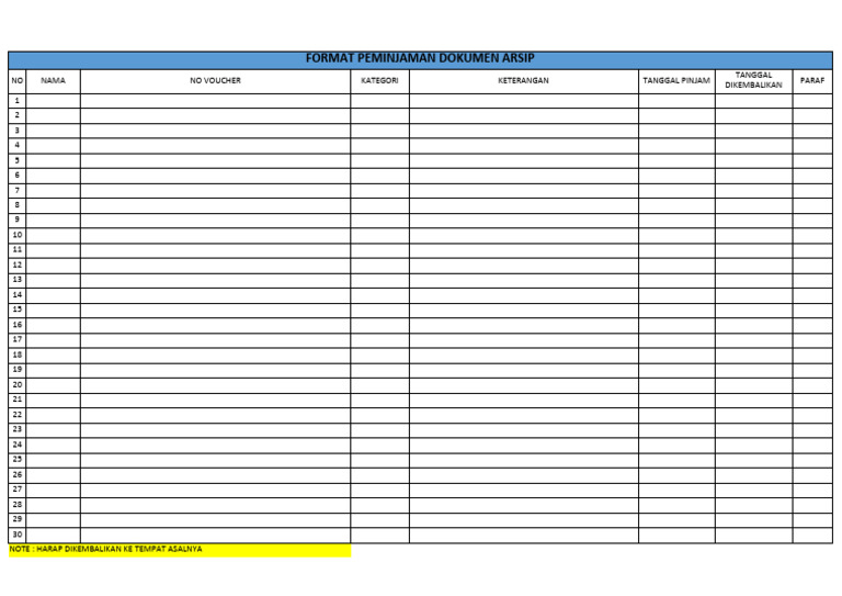 Format Peminjaman Arsip | PDF