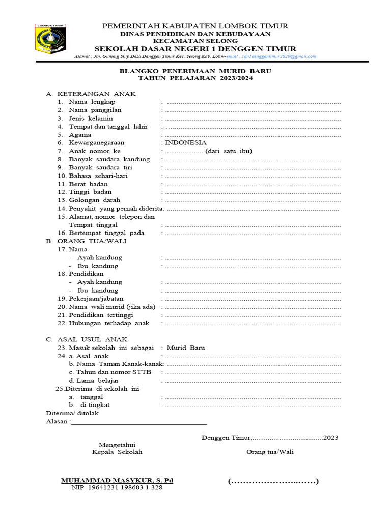 Blangko PPDB 2023 | PDF