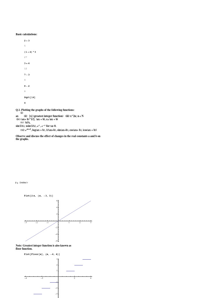 Mathematica Practicals-1 | PDF