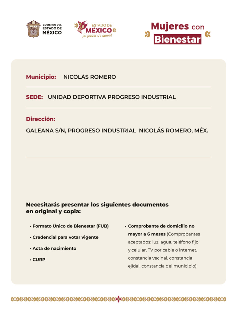 Municipio: Sede:: Nicolás Romero Unidad Deportiva Progreso Industrial | PDF
