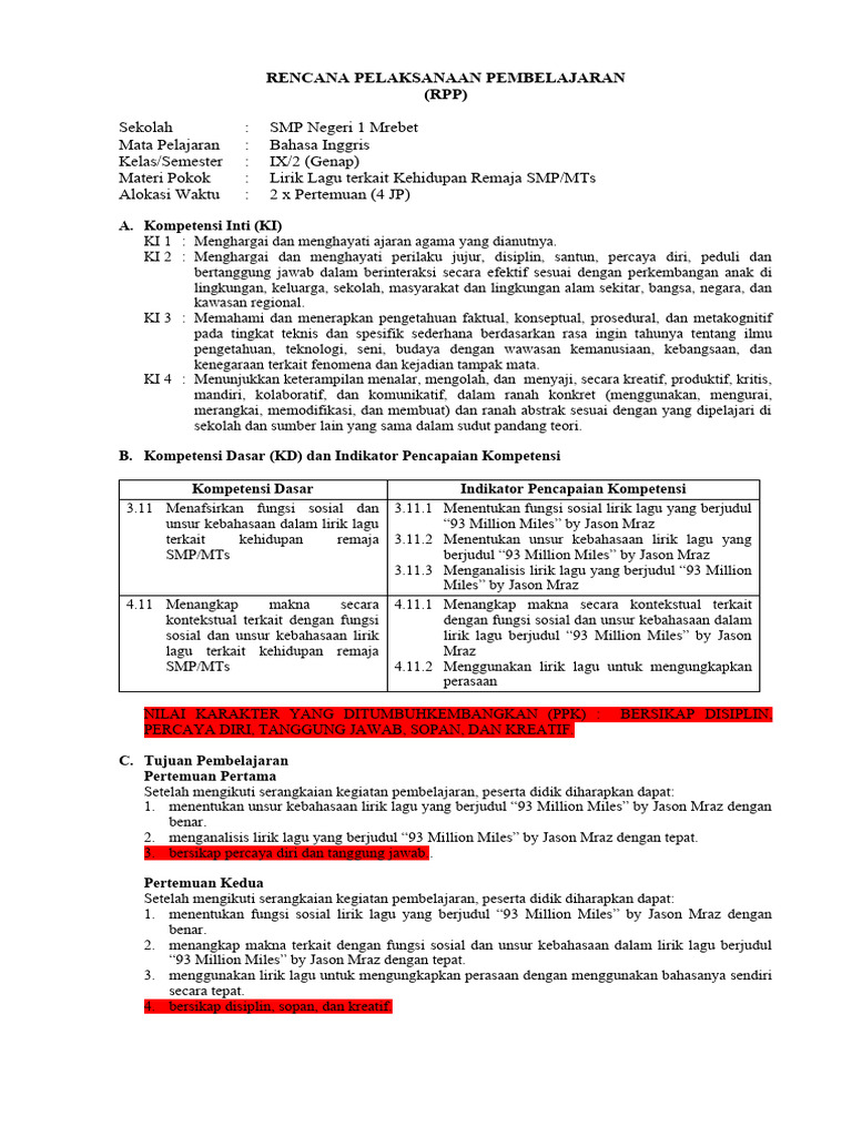 RPP 9 CHAPTER 11 - Songs | PDF | Seni & Disiplin Bahasa