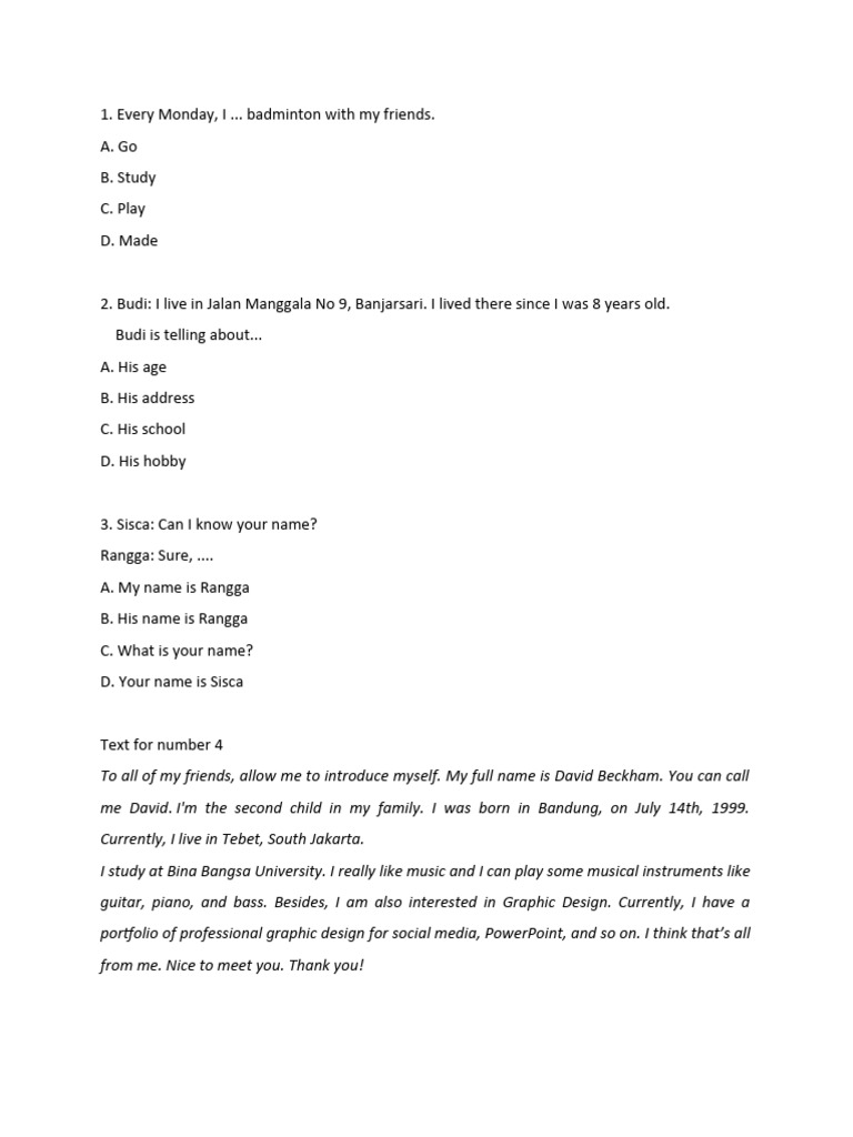 Practice For English Exam | PDF