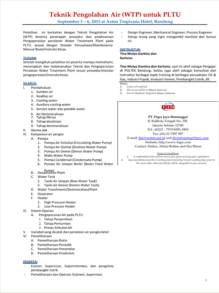 Dokumen - Tips - Teknik Pengolahan Air WTP Untuk Pltu | PDF | Teknologi ...