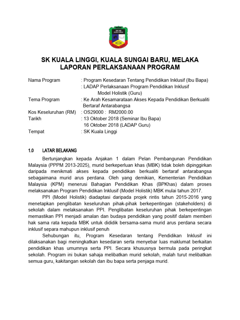 Laporan Program Kesedaran Inklusif (JPN) | PDF