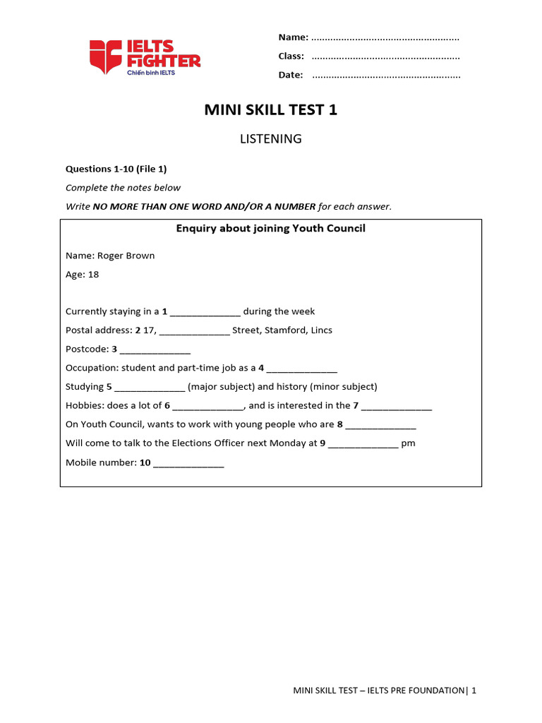 Mini Skill Test 1 | PDF | Career & Growth | Art