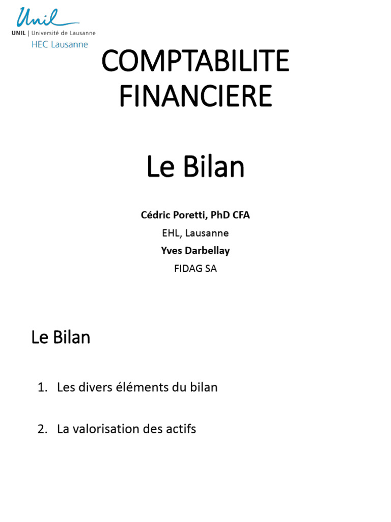 Bilan - Comptabilité Financière - HEC - Moodle | PDF