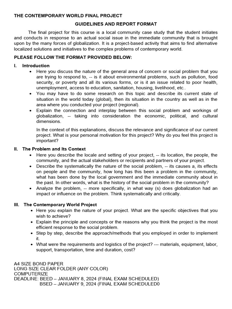The Contemporary World Final Project | PDF | Globalization | Economies
