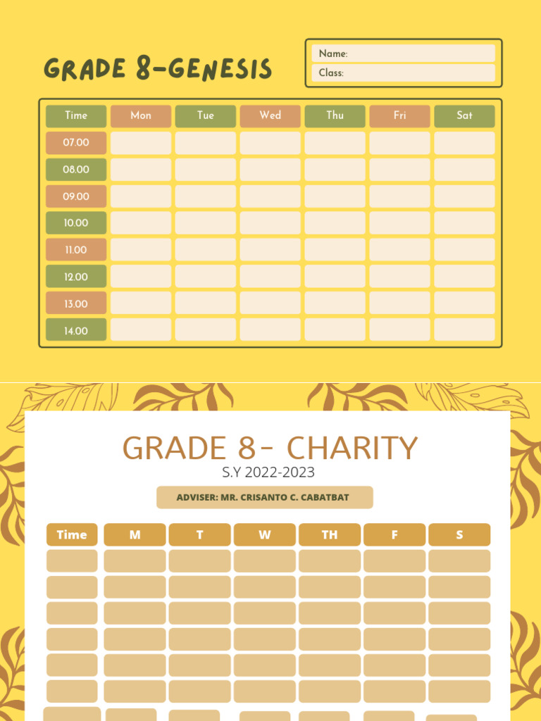 Grey & White Minimal Class Schedule | PDF | Career & Growth