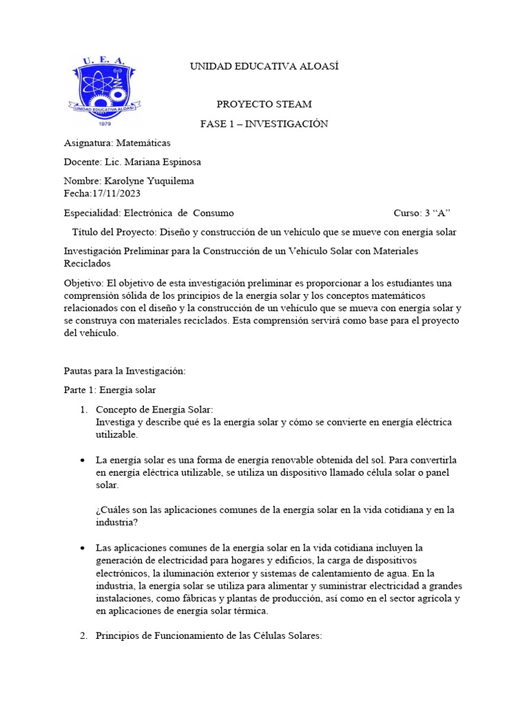 Proyecto STEAM Matemáticas | PDF