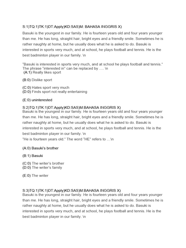 Soal Sas Bahasa Inggris Kelas X | PDF