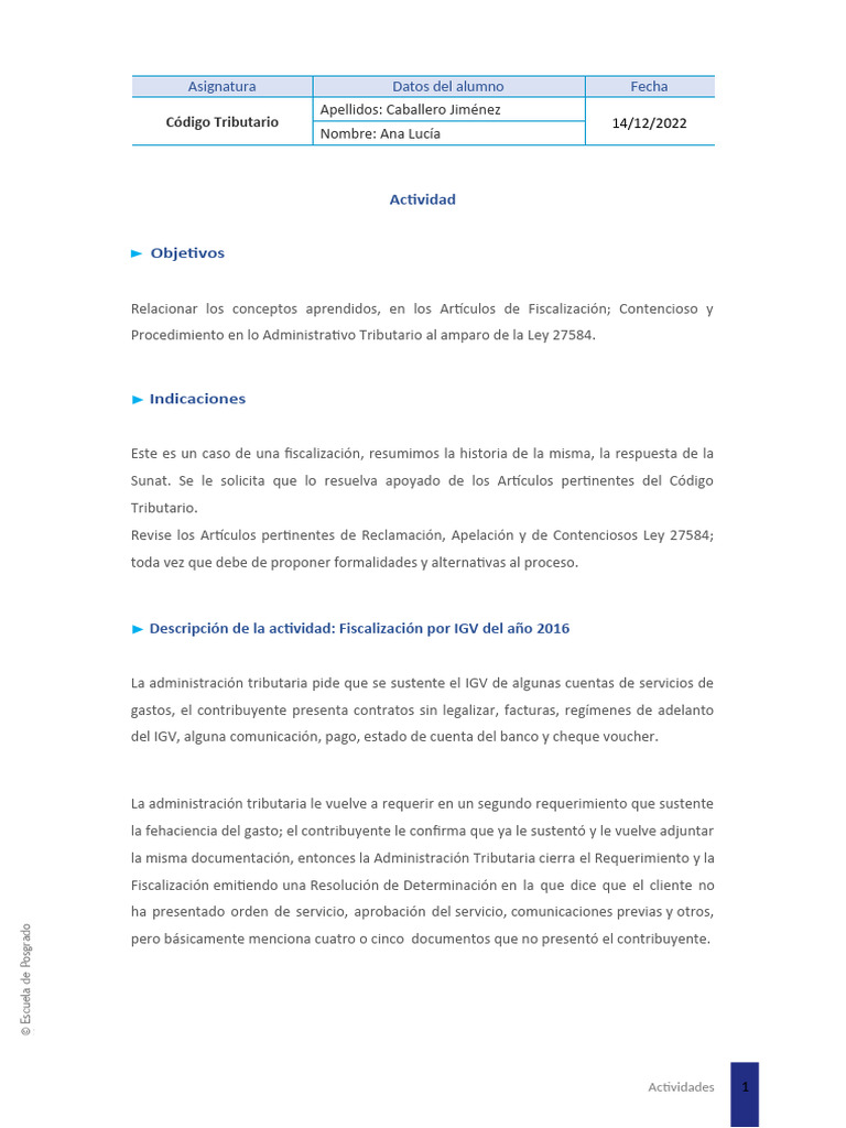 Actividad Terminada de Código Tributario - Ana Lucía | PDF | Gobierno ...