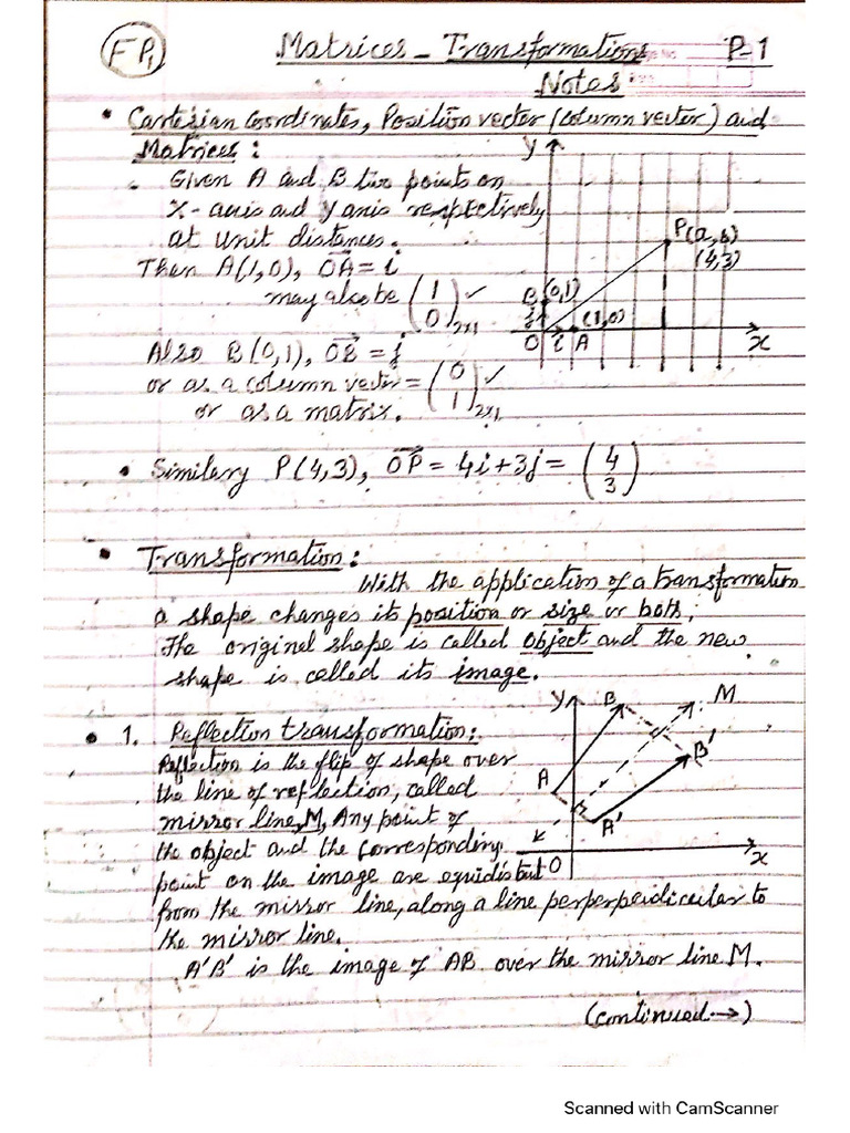 fp1-matrices-and-transformations-notes-2 | PDF