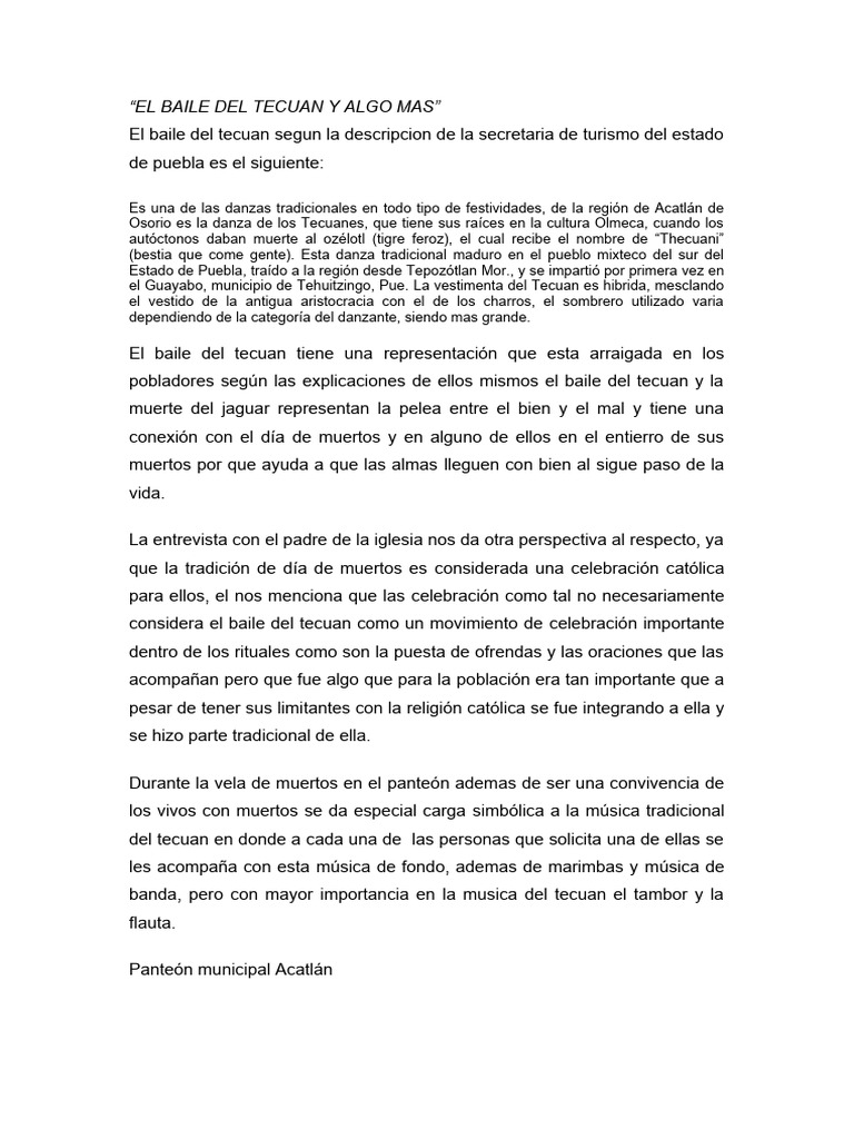 El Baile Del Tecuan y Algo Mas | PDF