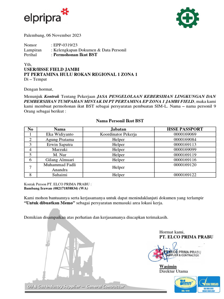 Surat Permohonan Ikut BST | PDF