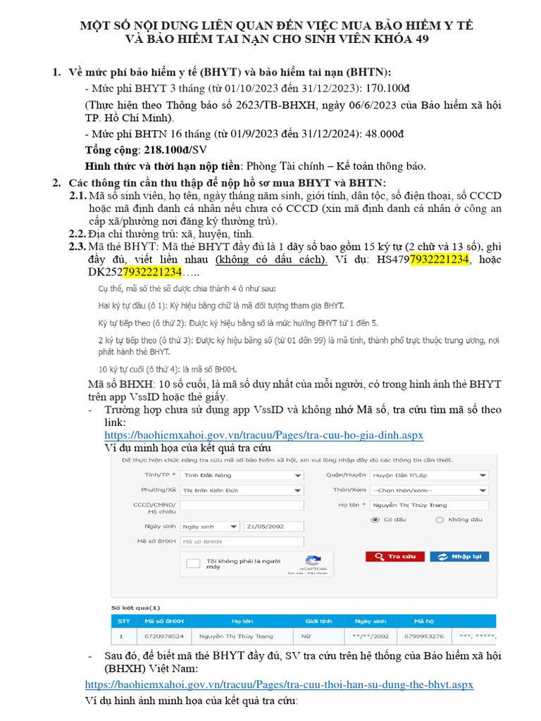 BHYT-BHTN K49 và một số thông tin cần thu thập | PDF