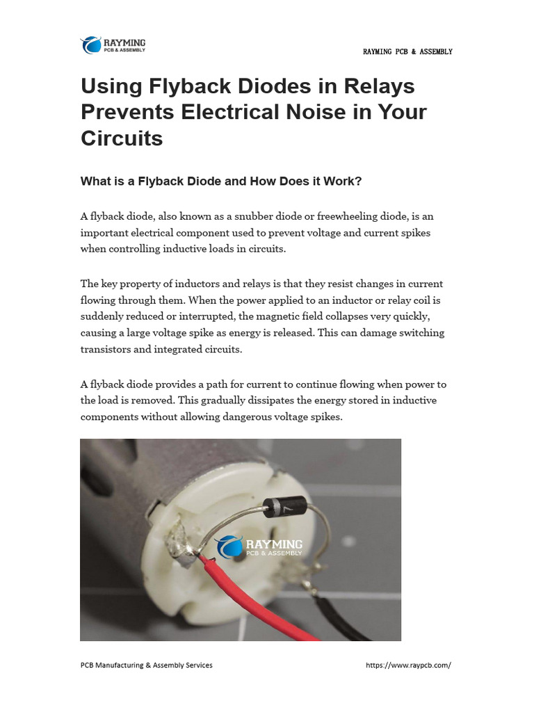 Using Flyback Diodes in Relay Circuits | PDF | Relay | Electrical ...
