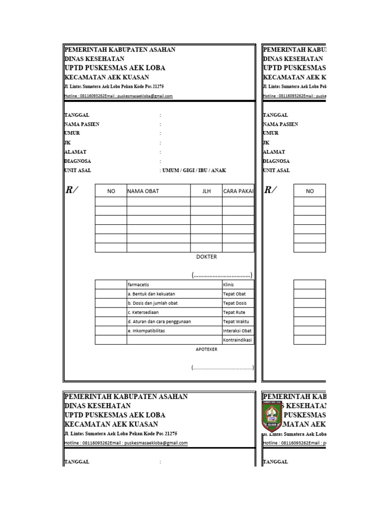 Blangko Resep Obat Puskesmas Aek Loba | PDF