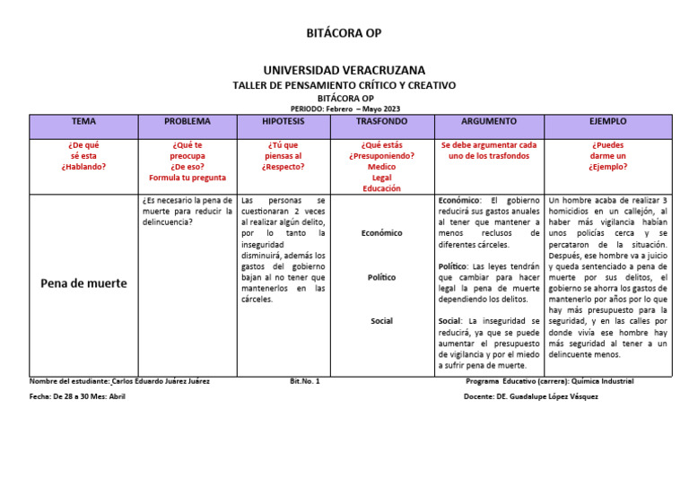 Bitacora OP | PDF | Pena capital | Justicia