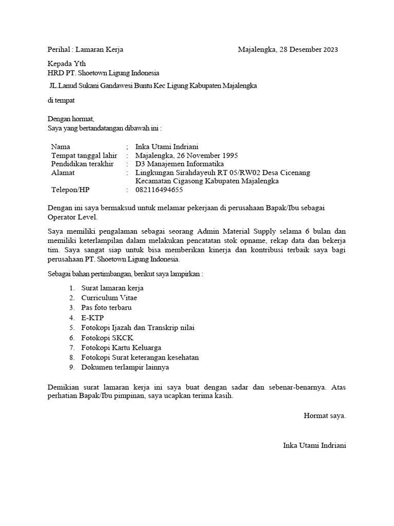 Inka Utami Indiani - SLI | PDF