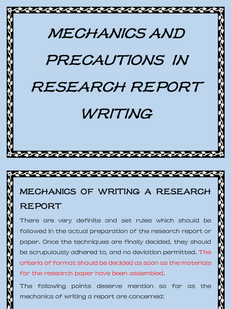 Mechanics of Writing A Research Report | PDF