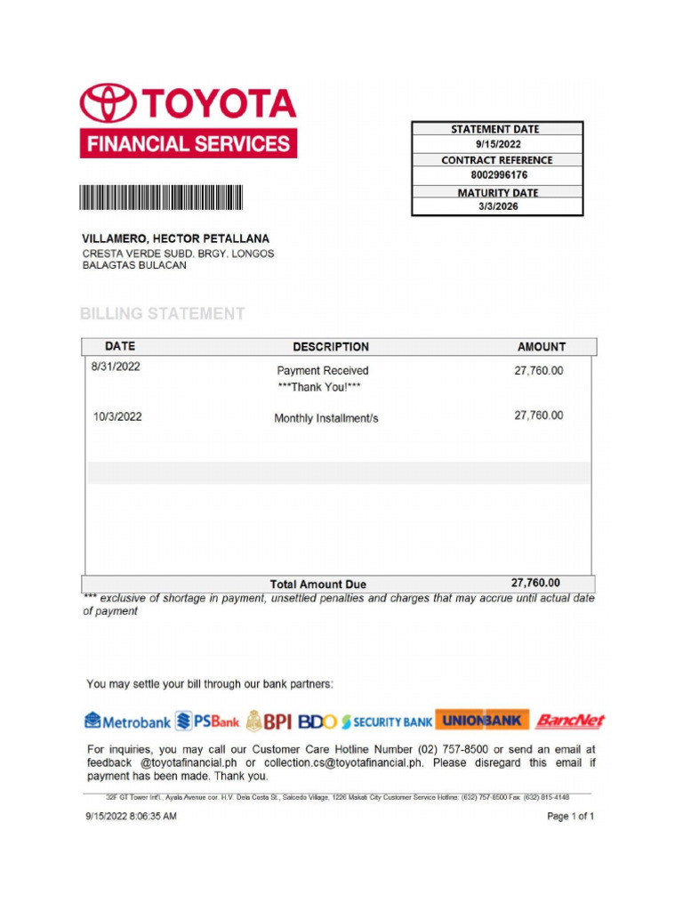 TFSPH BILLING 2309152022 Unlocked | PDF