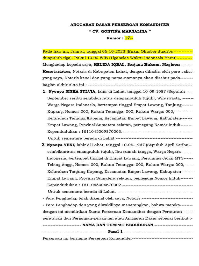 Scan Cv. Gontina Marsalina | PDF