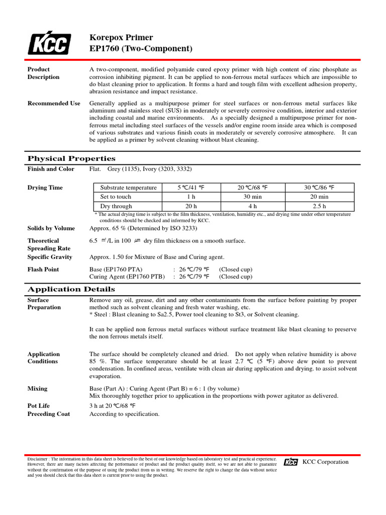 KCC DataSheet EP1760ENG | PDF | Corrosion | Paint